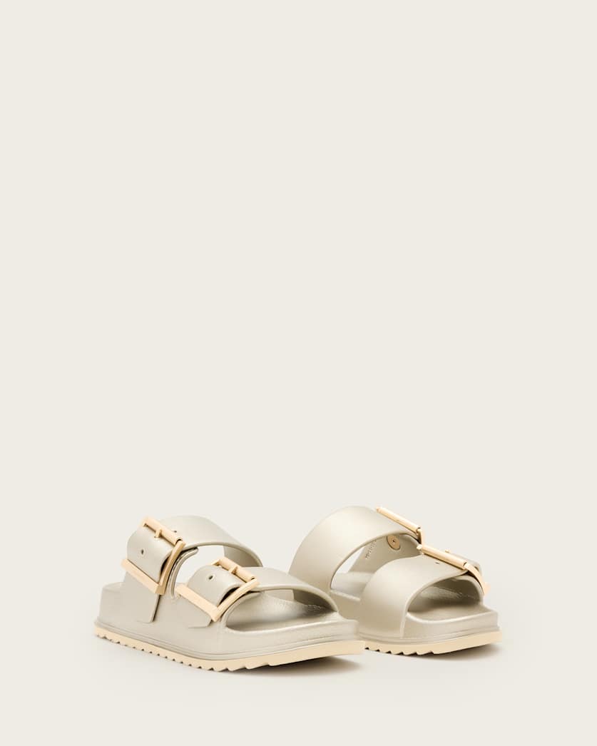 Sian EVA Buckle Sandals Gold | ALLSAINTS